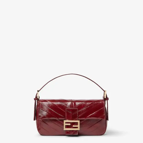 Fendi Baguette® 26424 Burgundy Inlaid Hagfish Leather Bag - [red]